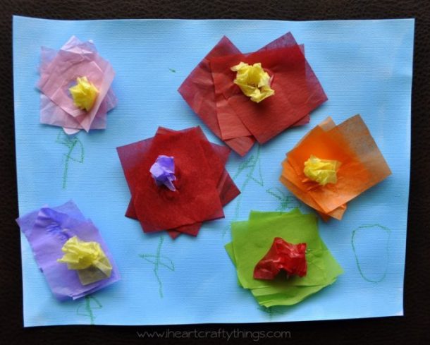 Tissue Paper Flower Art - Cooking With Ruthie